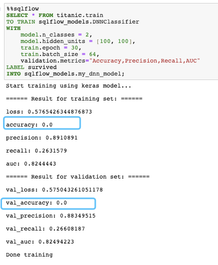 Incorrect Validation Result Of Dnnclassifier · Issue 1899 · Sql