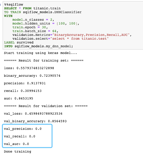 Incorrect Validation Result Of Dnnclassifier · Issue 1899 · Sql Machine Learningsqlflow · Github 5253