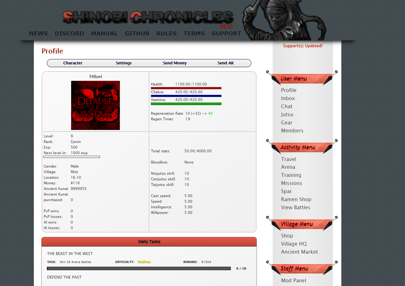 [WIP] Support Request System · Issue #140 · elementum-games/shinobi-chronicles · GitHub