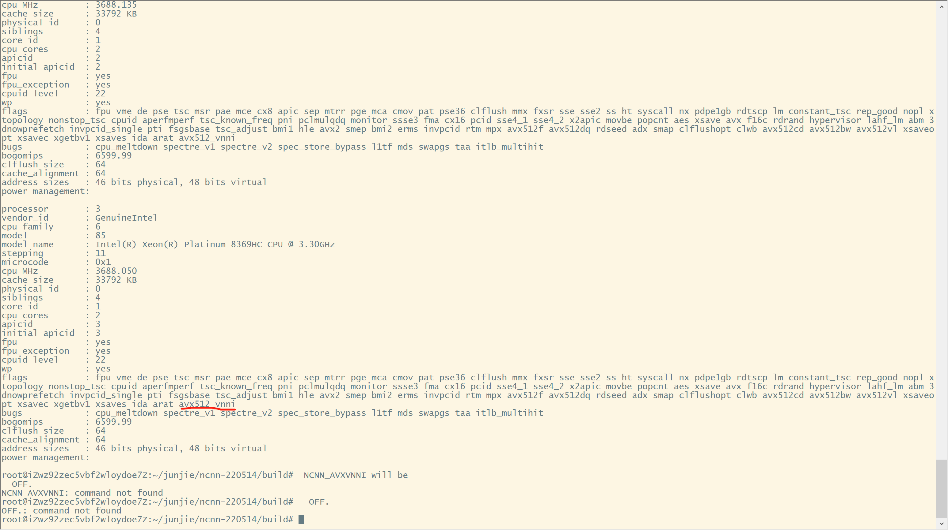 系统明明显示支持avx512 Vnni，编译却显示不支持 · Issue 3810 · Tencent Ncnn · Github