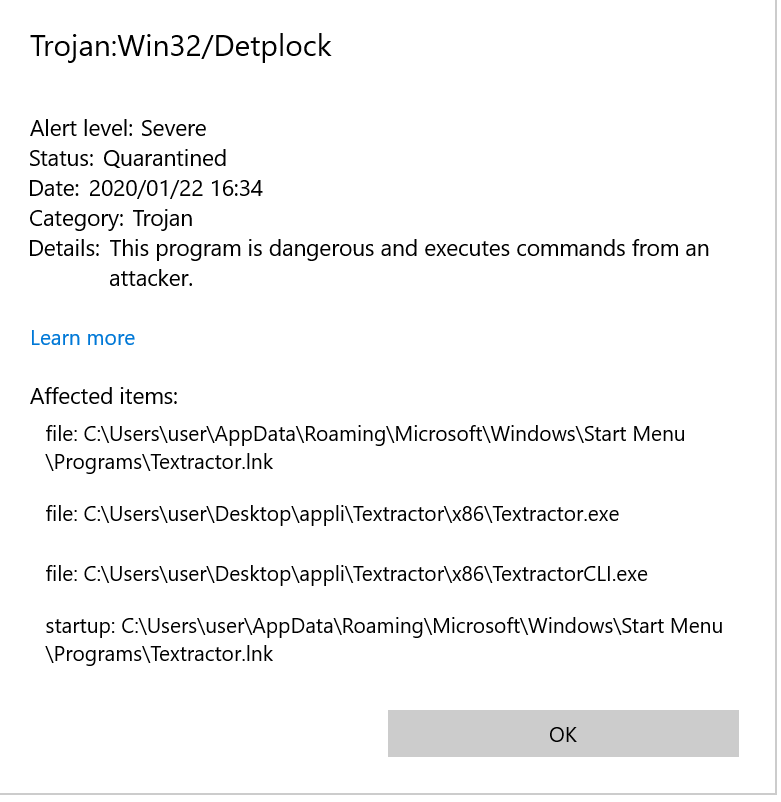 Triggers windows defender(Trojan:Win32/Detplock) after updating to 4.9.0 · Issue #286 · Artikash ...