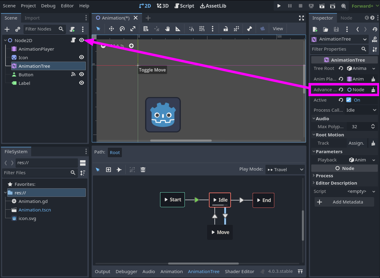 AnimationTree Advance Expression is ignored (State Machine Tree transition never happens ...