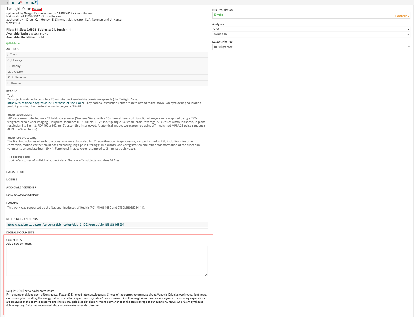 Data set page design review · Issue #341 · OpenNeuroOrg/openneuro · GitHub