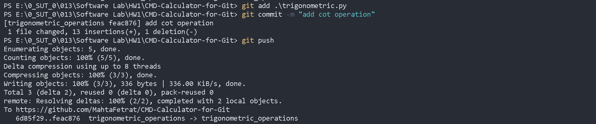 GitHub - MahtaFetrat/CMD-Calculator-for-Git: A simple command line app developed to demonstrate ...