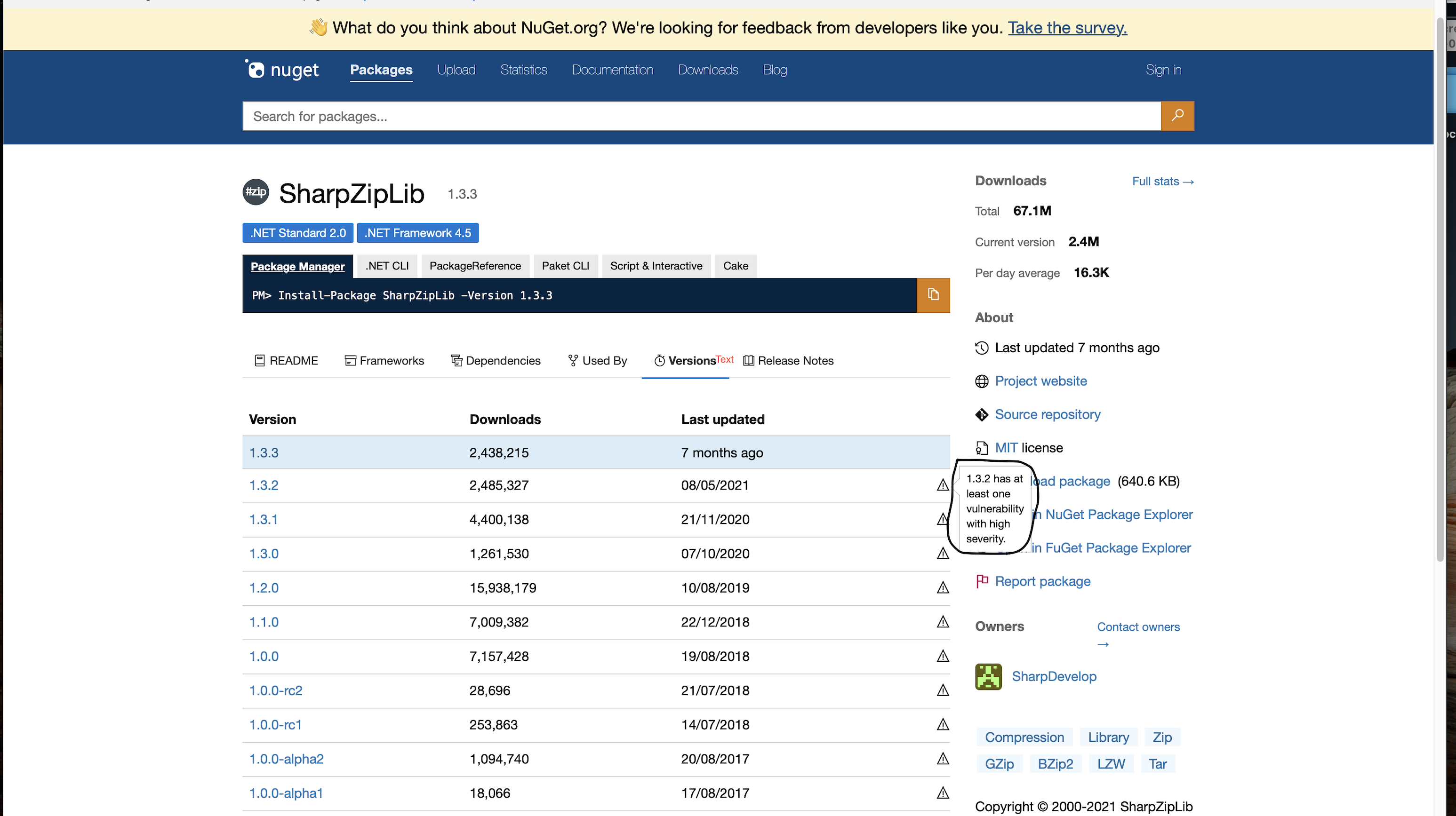 SharpZipLib version 1.3.2 is having security vulnerability · Issue #816 ...