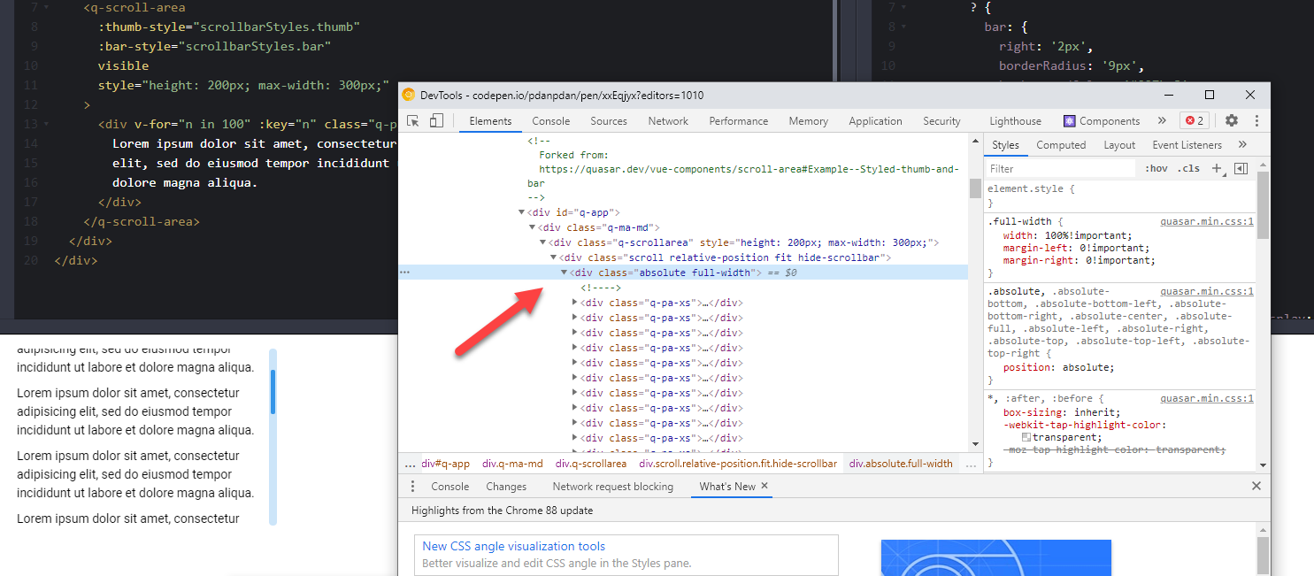 Need a function for disabling ScrollArea component · Issue #8207 · quasarframework/quasar · GitHub