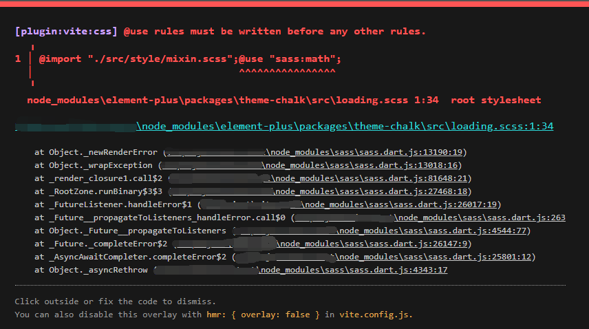 [Bug Report] 1.0.2-beta.45 vite error @use rules must be written before any other rules · Issue ...