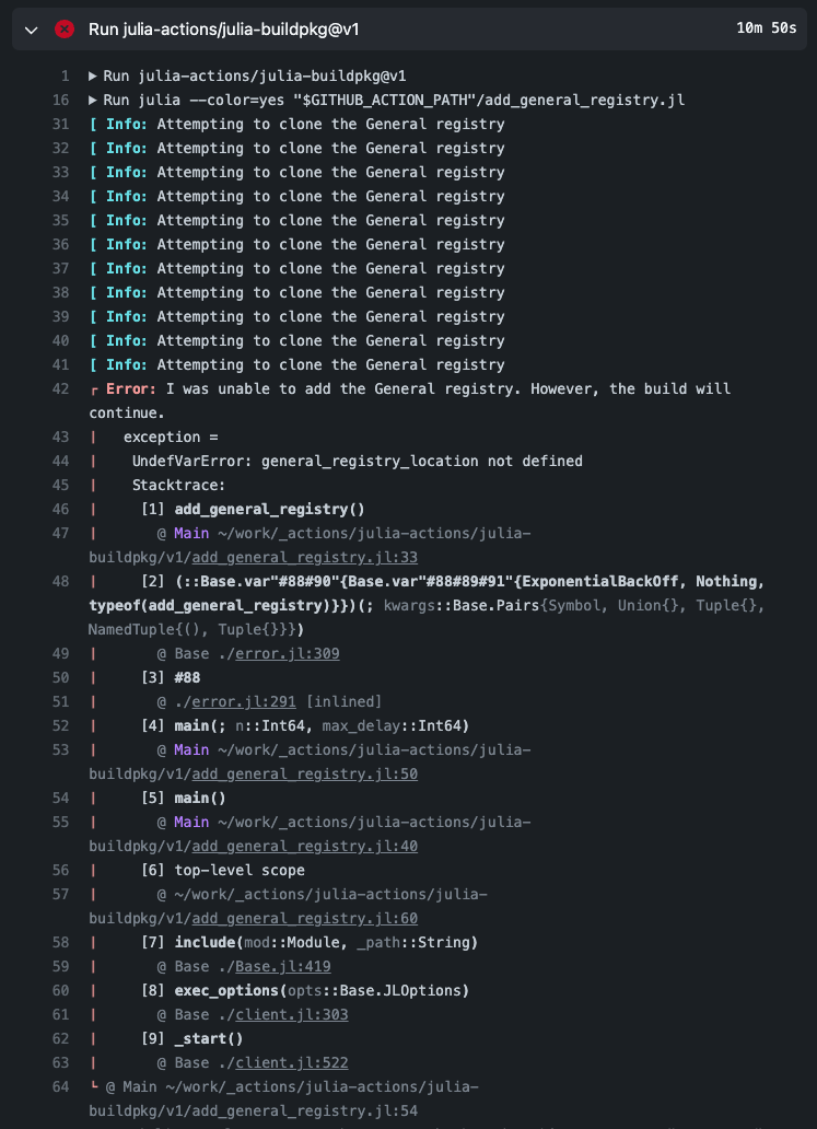 Error cloning General registry using buildpkg v1.3.1 · Issue #27 · julia-actions/julia-buildpkg ...