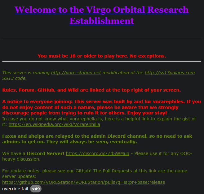 [GENERAL] Joining the server with Vchat enabled floods the chat with "override fail" endlessly ...