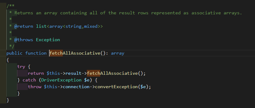 DBAL array is not recognized as countable · Issue #2078 · bmewburn/vscode-intelephense · GitHub