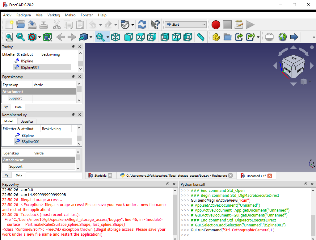 Illegal storage access! in Part.makeRuledSurface · Issue #8116 · FreeCAD/FreeCAD · GitHub