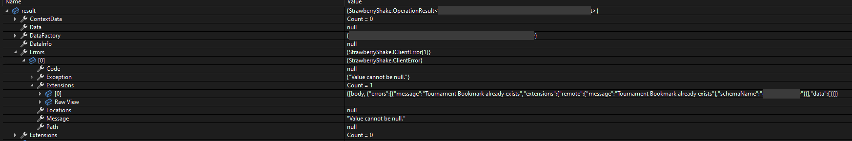 Strawberry Shake Empty Result With Error Results In Error With Value Cannot Be Null · Issue