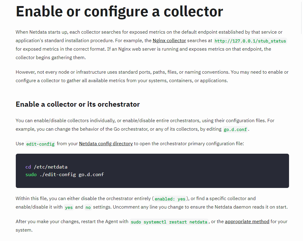 Collector pages don't always say how to enable a collector · Issue #955 · netdata/learn · GitHub