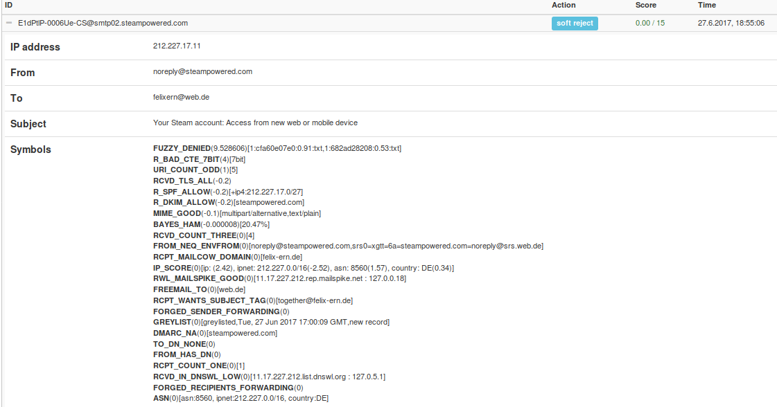 Mail from forwarding host rejected/greylisted · Issue #412 · mailcow/mailcow-dockerized · GitHub
