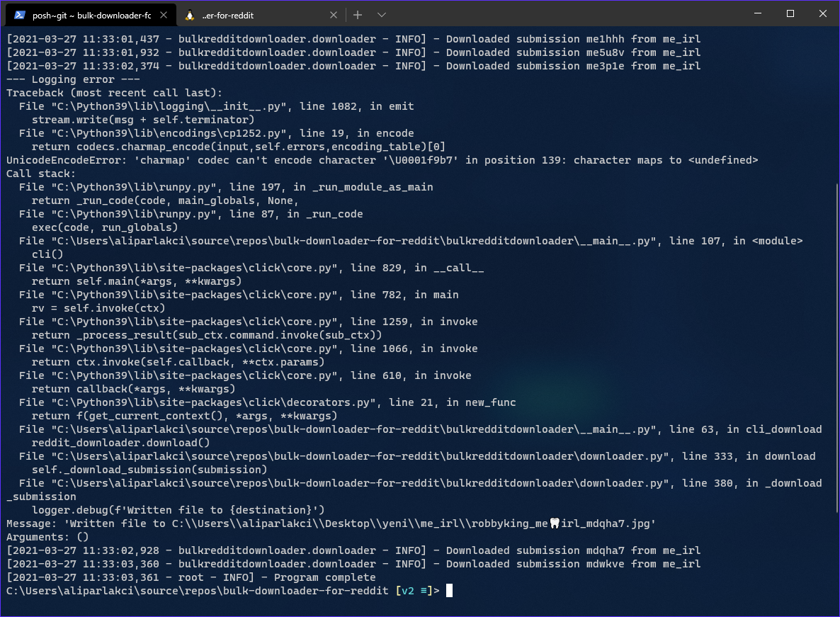Emojis causing errors on Windows systems · Issue #221 · Serene-Arc/bulk-downloader-for-reddit ...