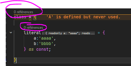 Show reference counter link for literal const · Issue #148986 · microsoft/vscode · GitHub