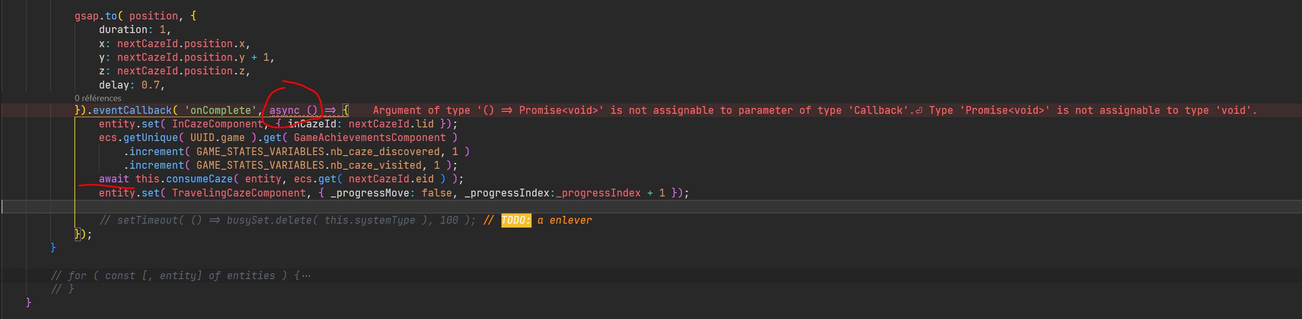 Argument of type '() => Promise ' is not assignable to parameter of type 'Callback'. Type ...