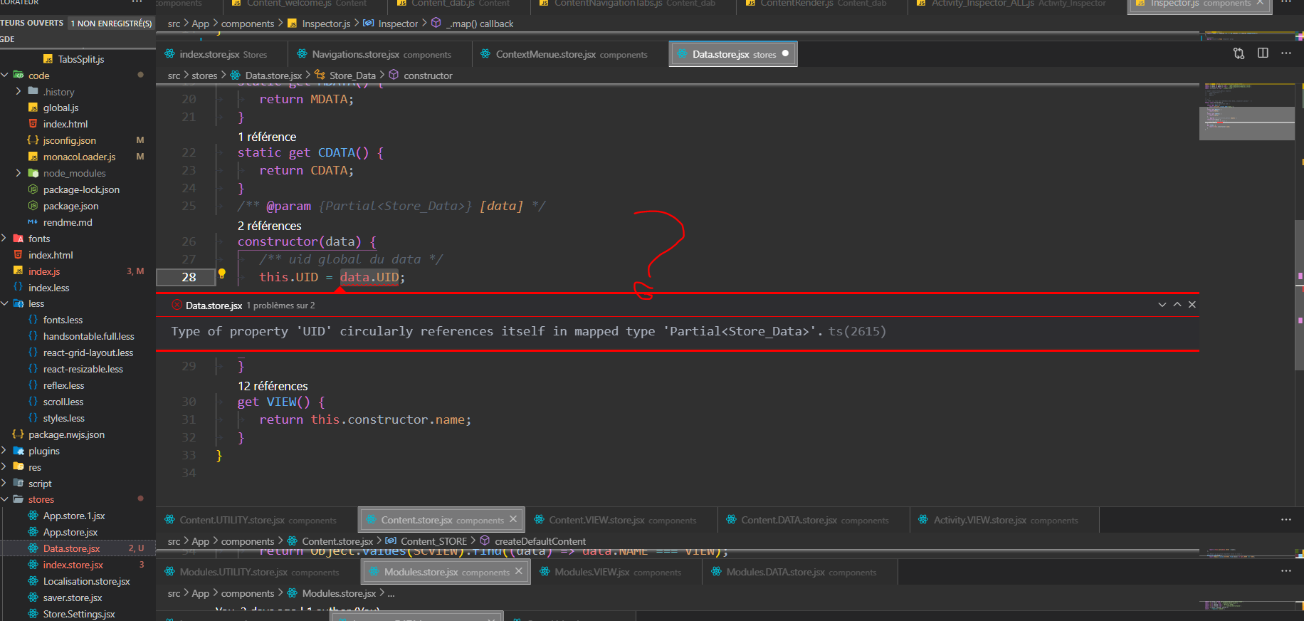 Type issue partial definition 'Type of property circularly references itself in mapped type ...