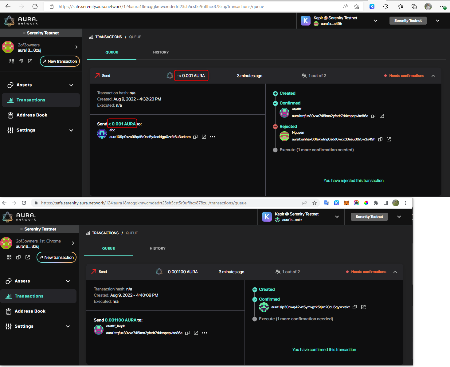 [Aura-Safe][Multisig Tx] Not display incorrect Amount number when