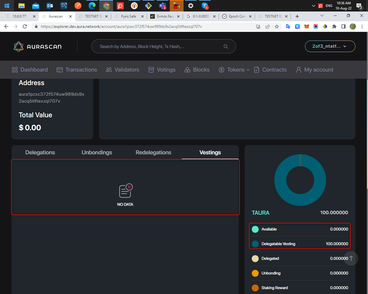 [Aurascan][MyAccount][Vesting] Not display Vesting data in Account Details · Issue #779 · aura ...