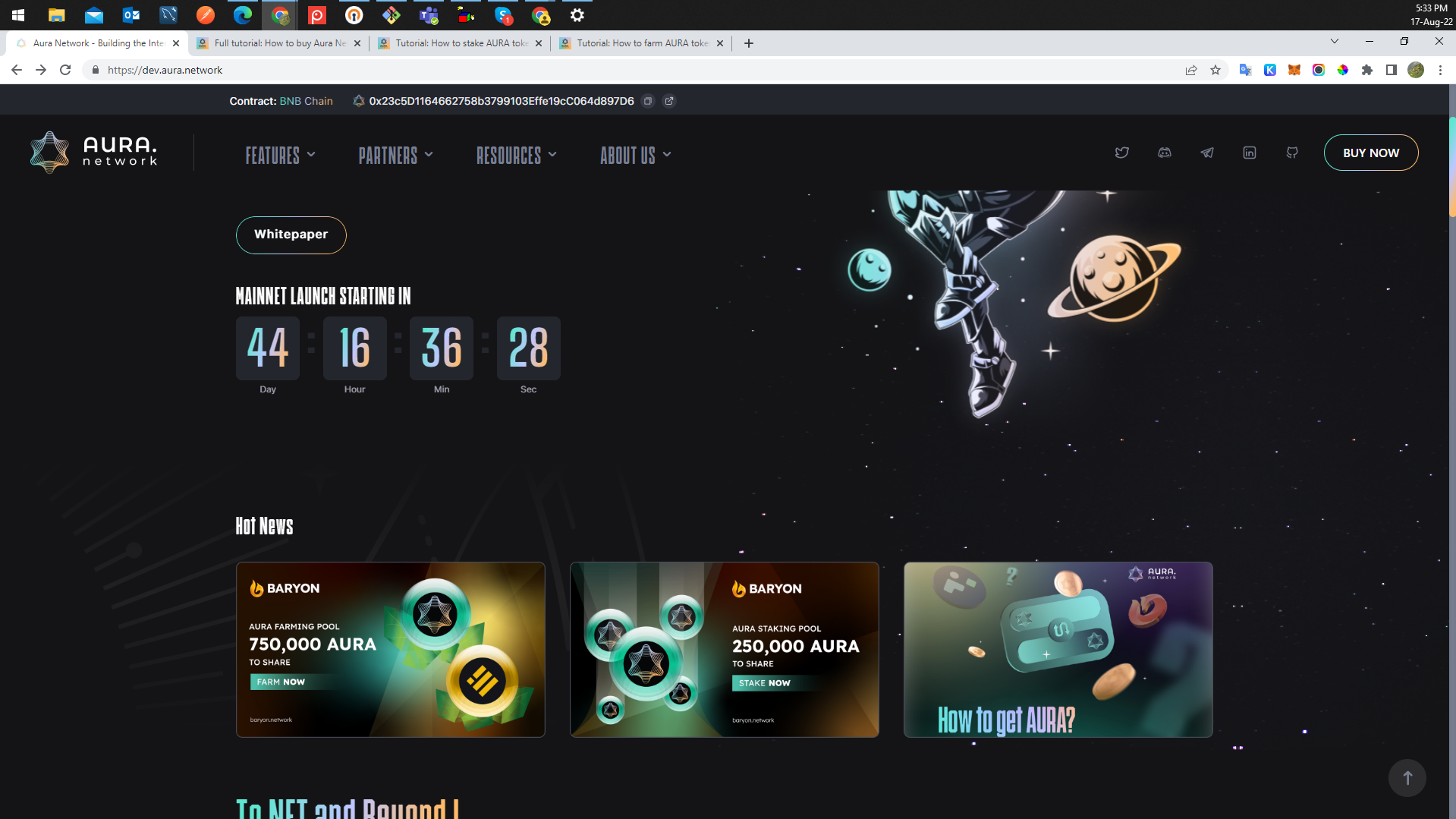 Add count down mainnet launch & add Centralized exchange · Issue #275 · aura-nw/landing-page ...