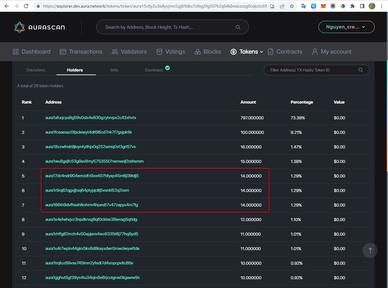 [Aurascan][TokenDetails][CW20][CW721][Holders] Sắp xếp thứ tự holders chưa đúng · Issue #846 ...