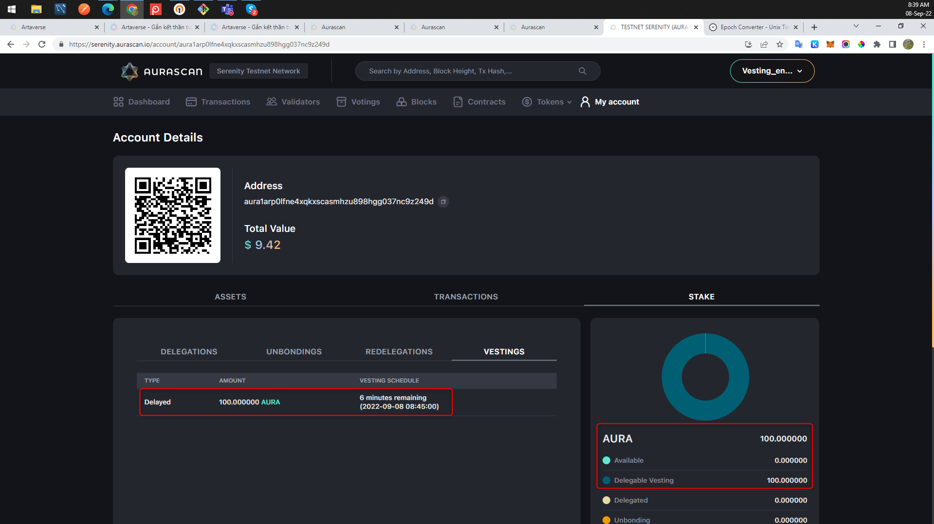 [Aurascan][MyAccount][Vesting] Not display Vesting data in Account Details · Issue #779 · aura ...