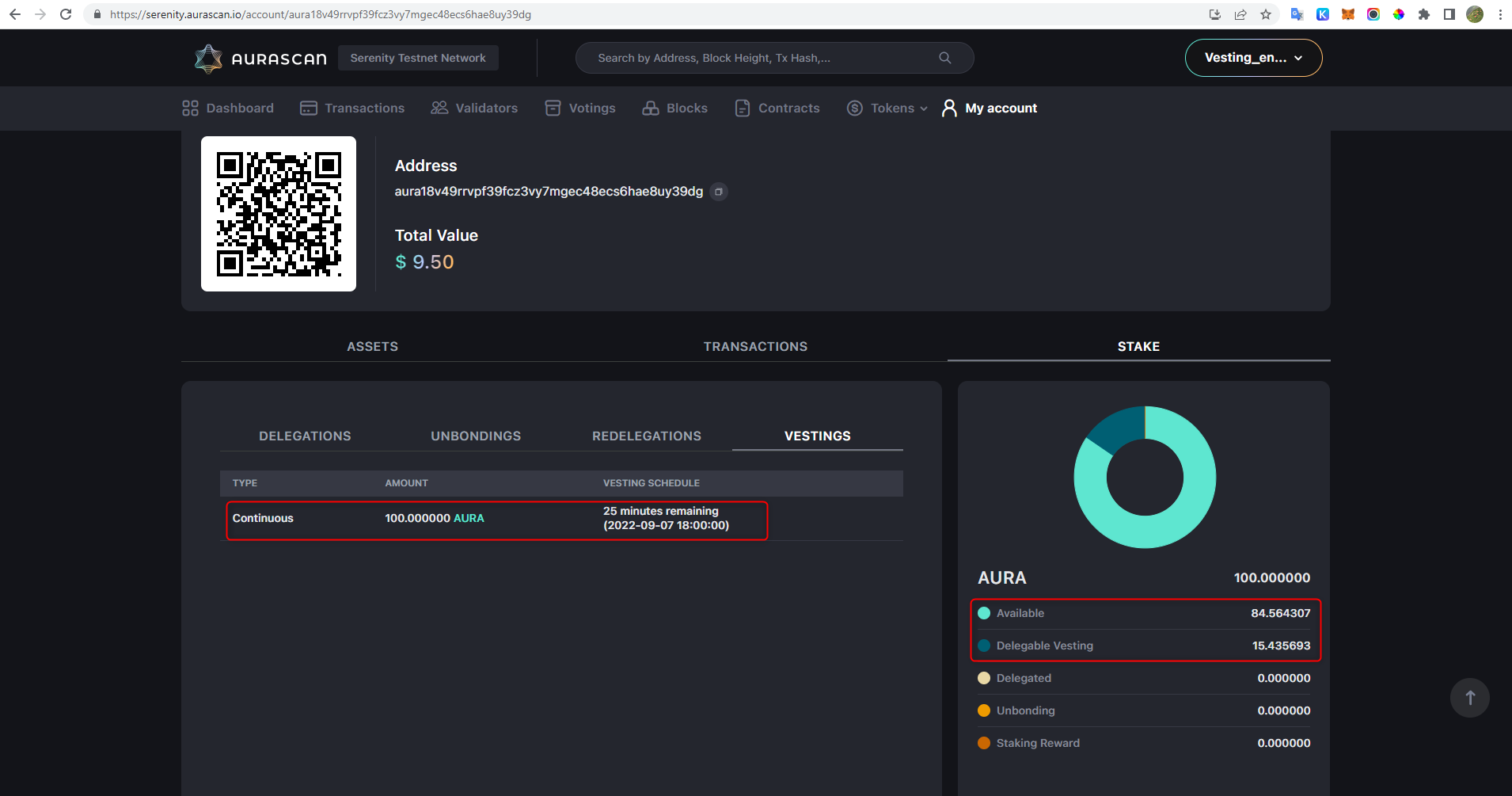 [Aurascan][MyAccount][Vesting] Not display Vesting data in Account Details · Issue #779 · aura ...