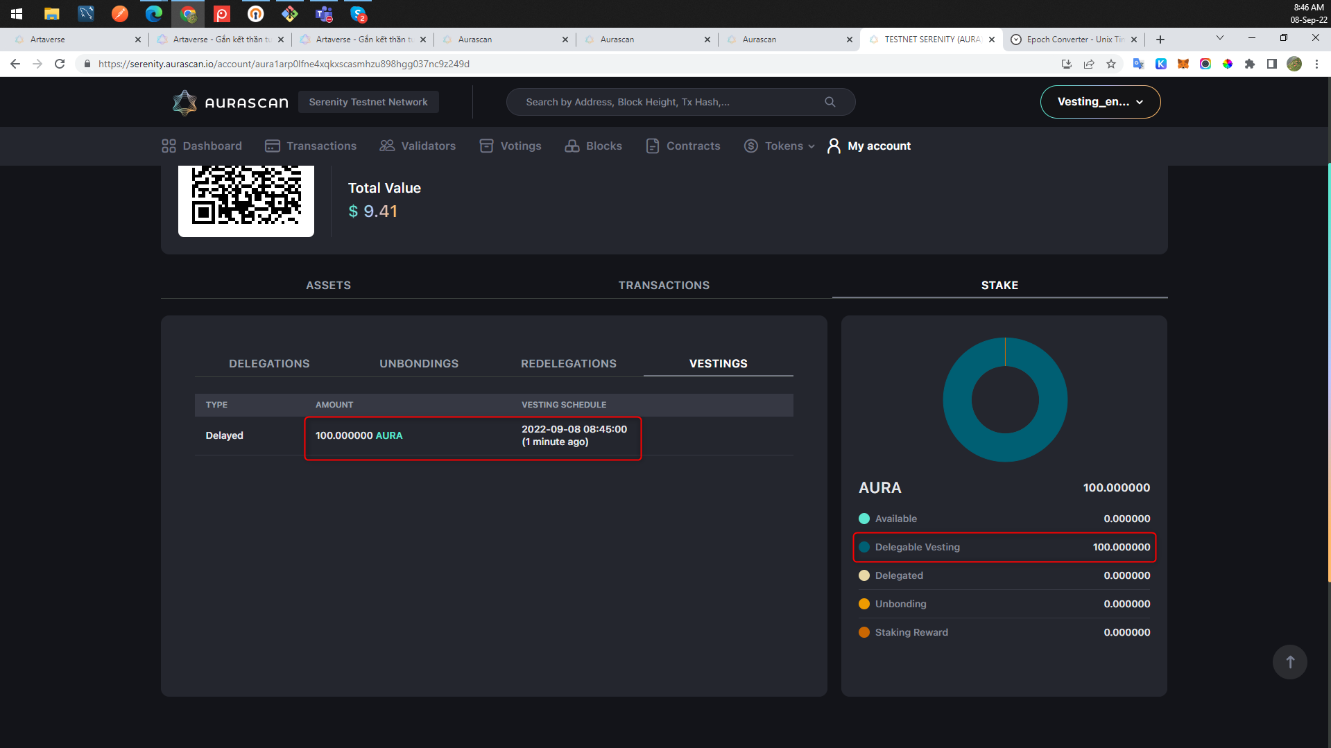 [Aurascan][MyAccount][Vesting] Not display Vesting data in Account Details · Issue #779 · aura ...
