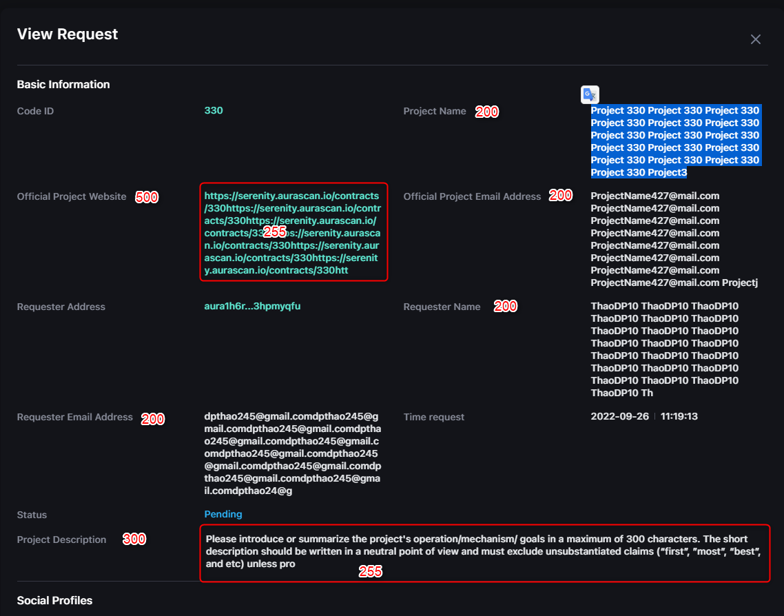 [Portal][ViewRequest] "Rejection Reason" display is not fully information · Issue #1071 · aura ...