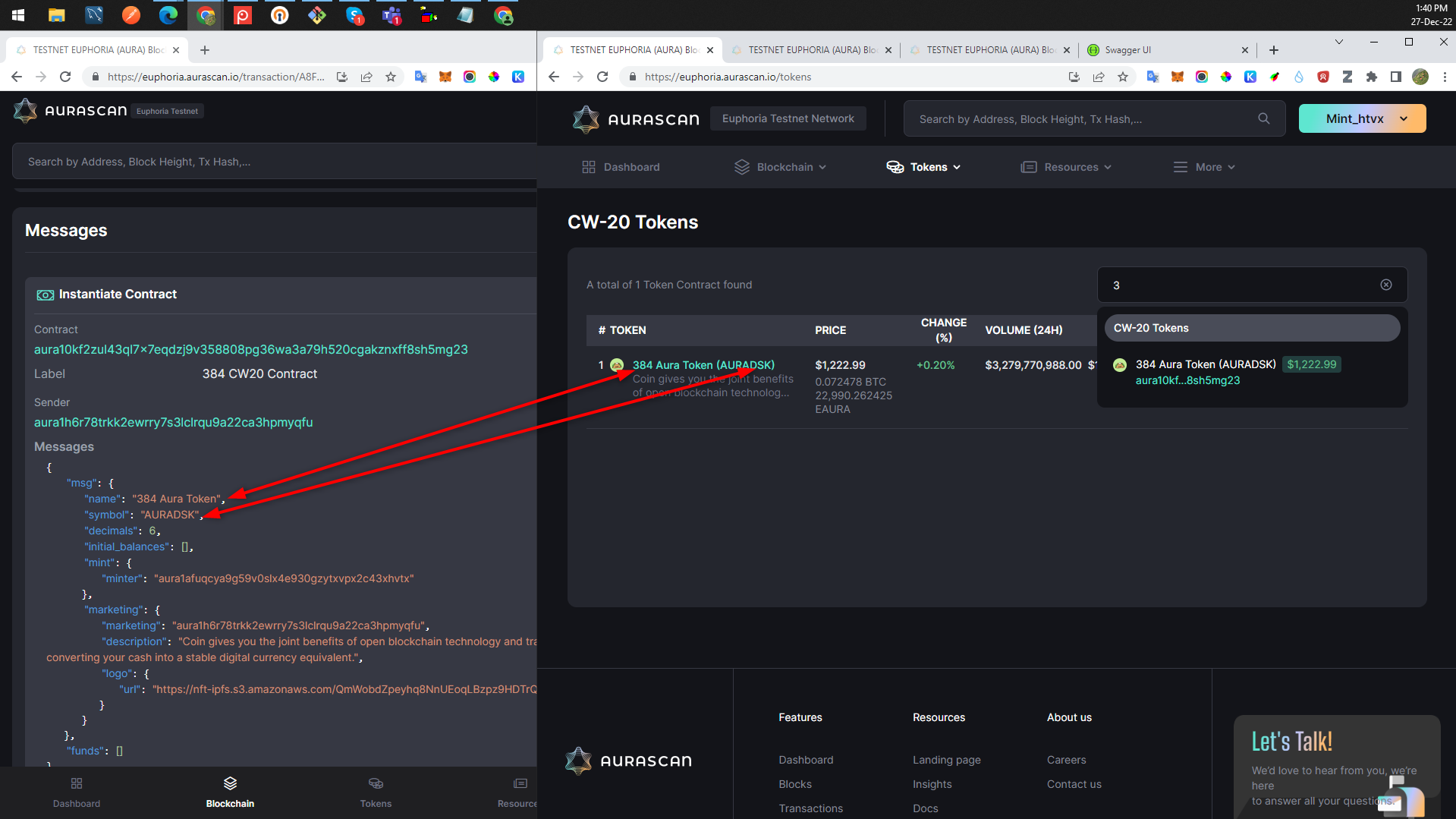 [Aurascan][CW20][Tokens] Display wrong Name and Symbol of Tokens · Issue #1373 · aura-nw ...