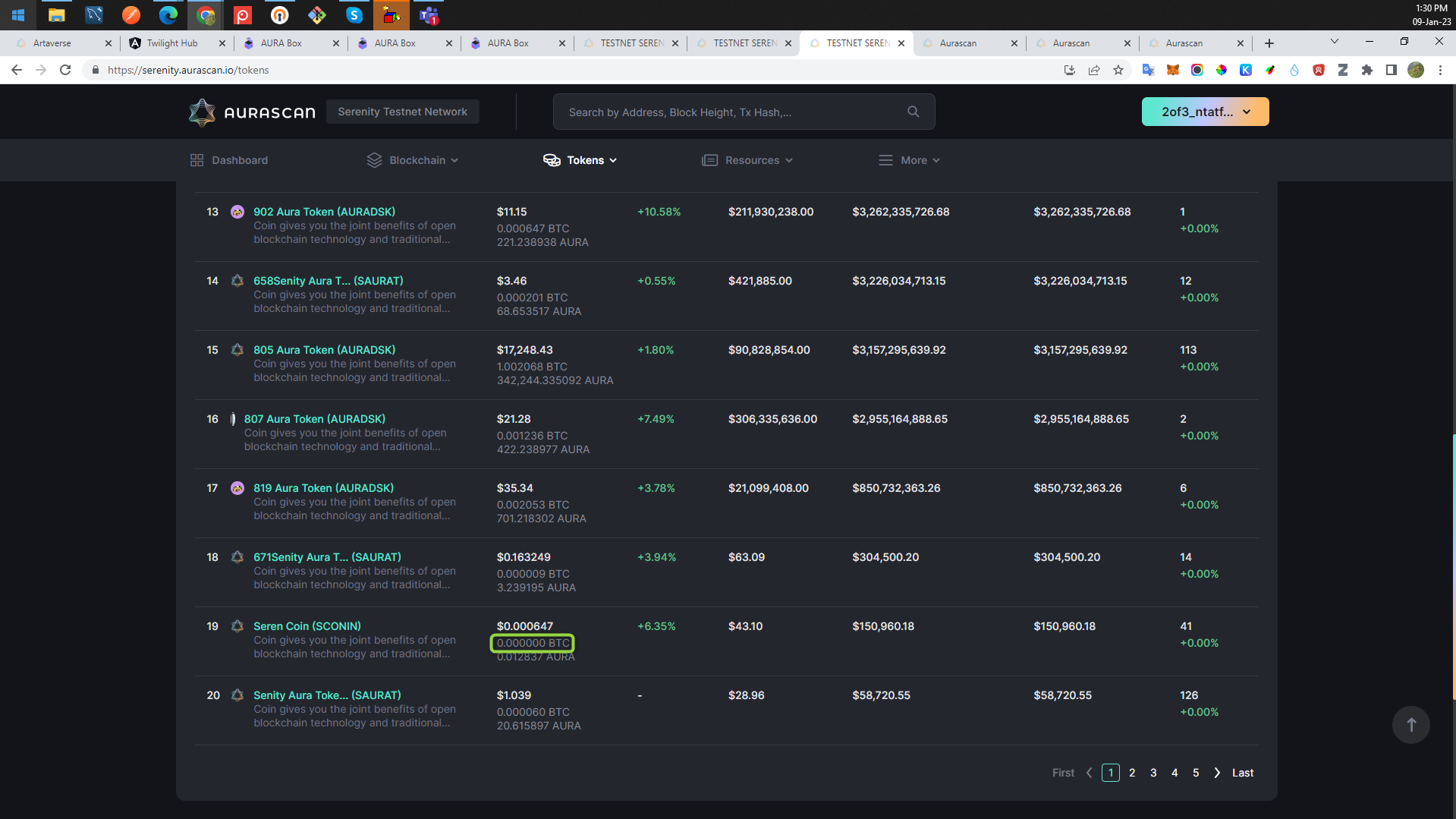 [Aurascan][Tokens][CW20] Display wrong BTC value when token's price is ...