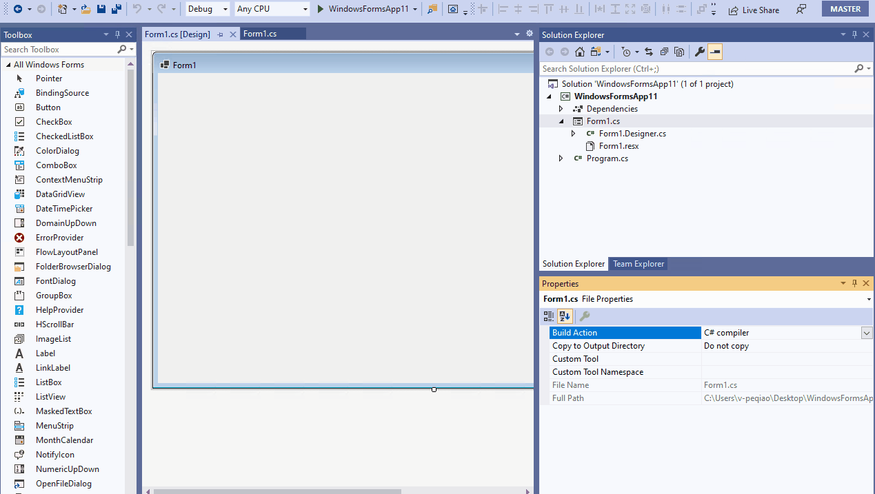 Form icon lost in Solution Explorer after changing the Build Action ...