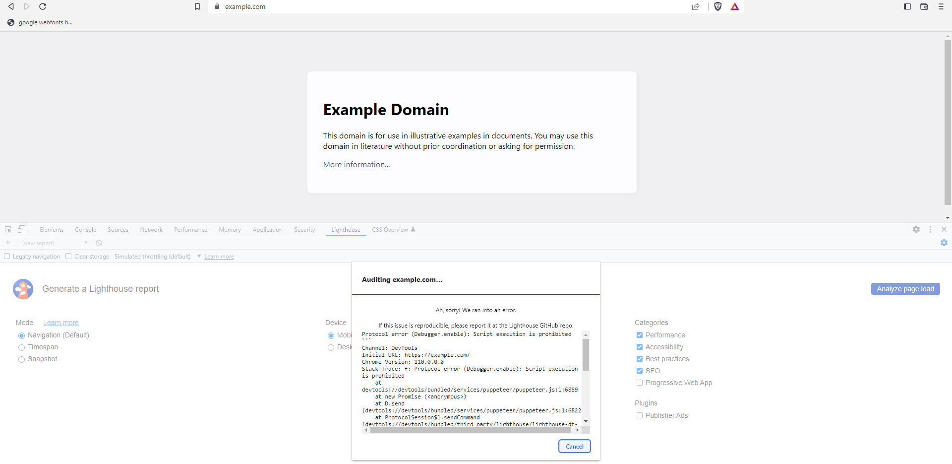 [bug] Protocol error (Debugger.enable): Script execution is prohibited · Issue #14719 ...