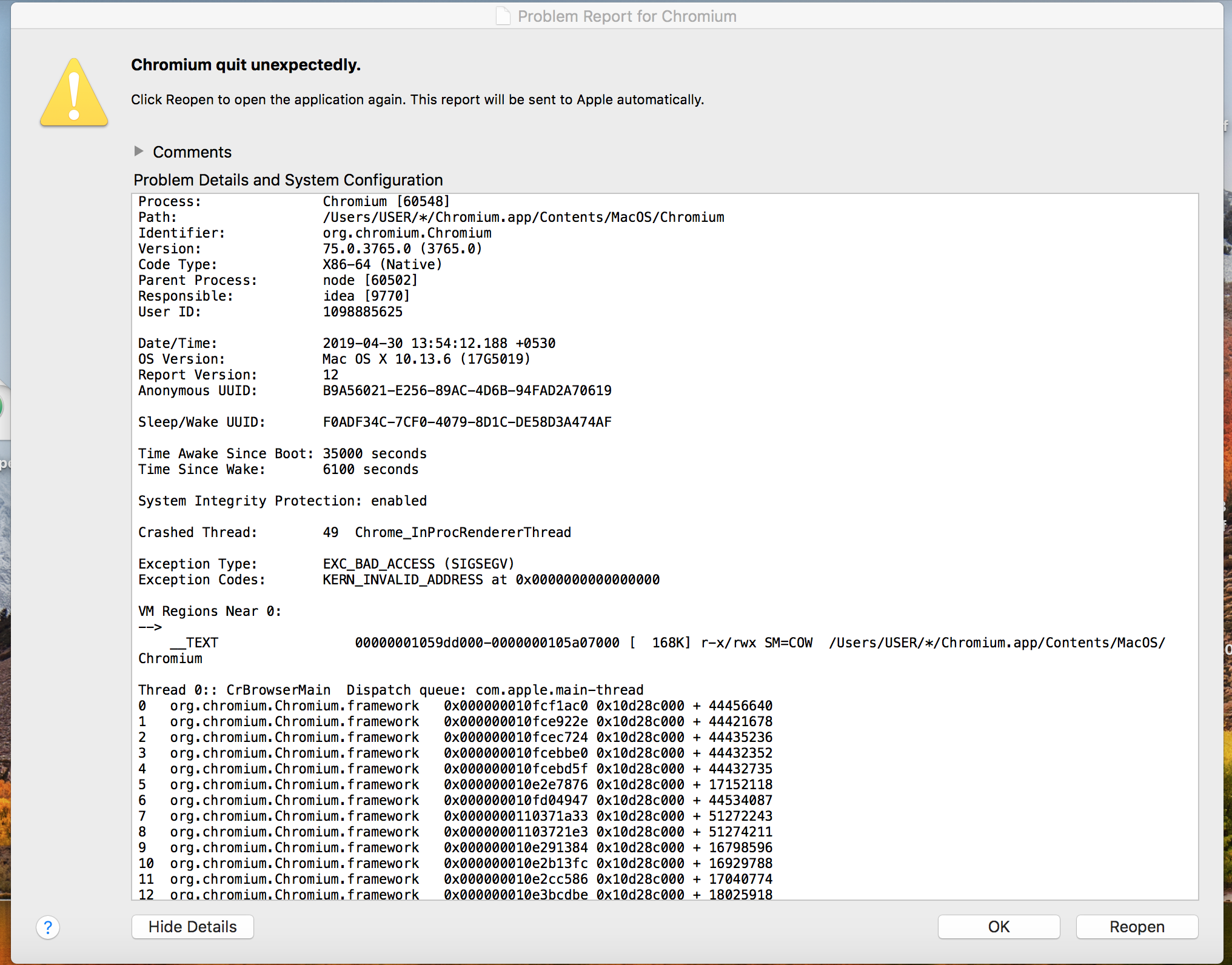 Chrome fails to launch with crash error report · Issue #4368 · puppeteer/puppeteer · GitHub