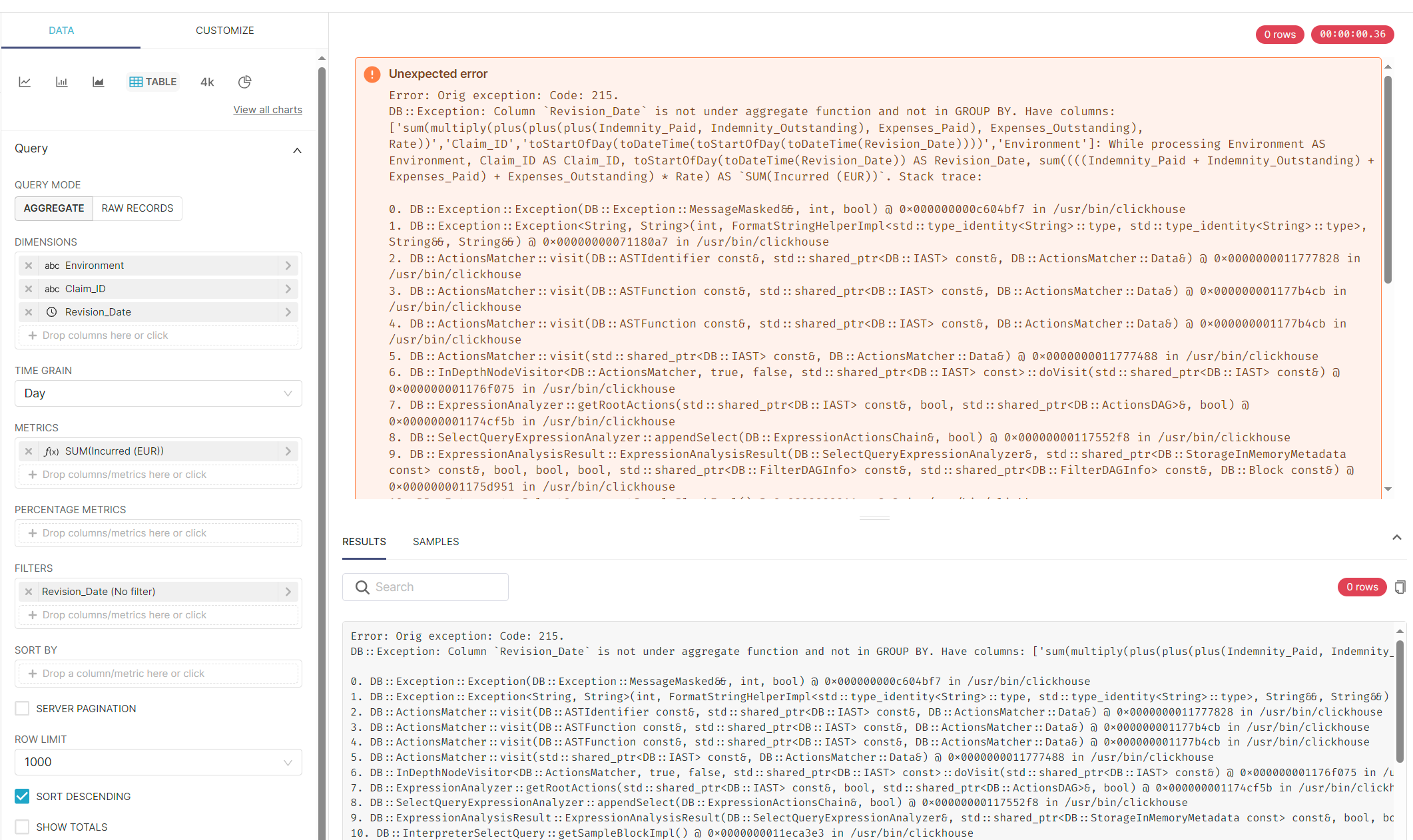Error when using "TIME COLUMN" along with "X-AXIS" for same value for Clickhouse · Issue #23384 ...