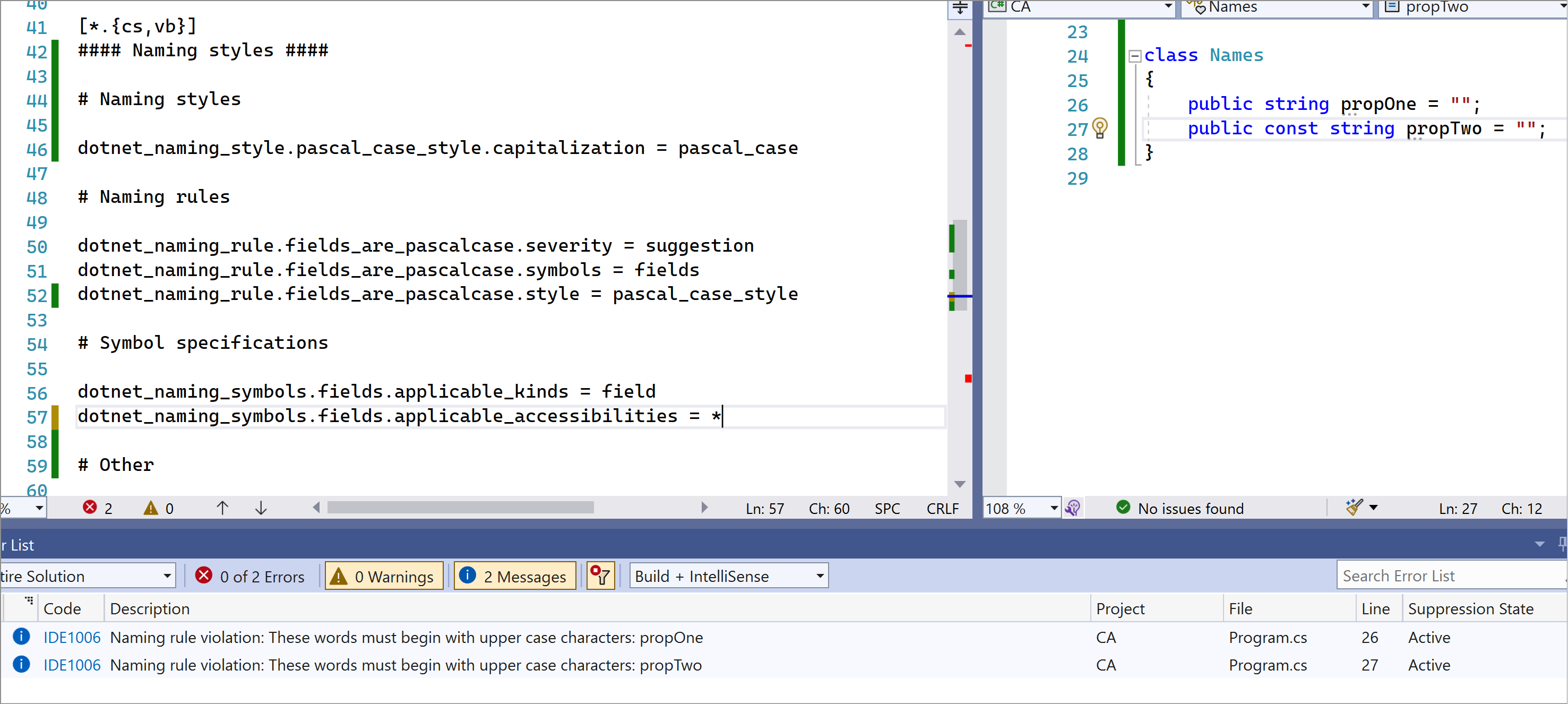 Editor config example is incorrect for Pascal Case · Issue #29332 · dotnet/docs · GitHub