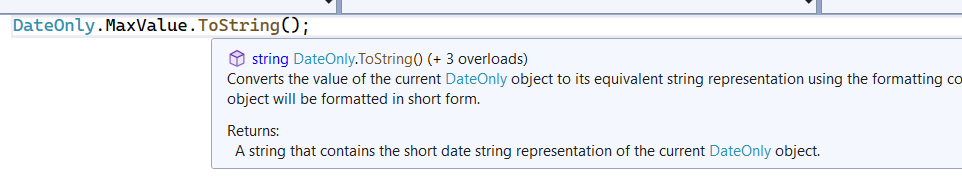 Vs Shows Object Tostring Docs Instead Of The Docs Present On Dateonly Tostring · Issue