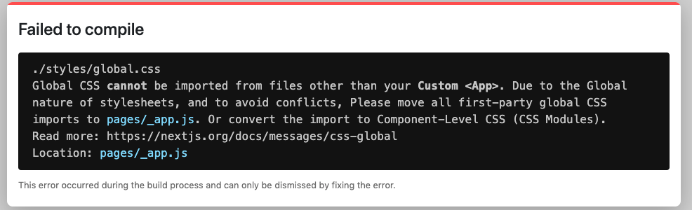 Can't use Global Css · vercel next.js · Discussion #31170 · GitHub