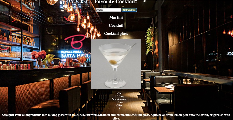 GitHub - KJWilliamson/favorite-cocktail: Cocktail web app built with HTML, CSS, and Javascript