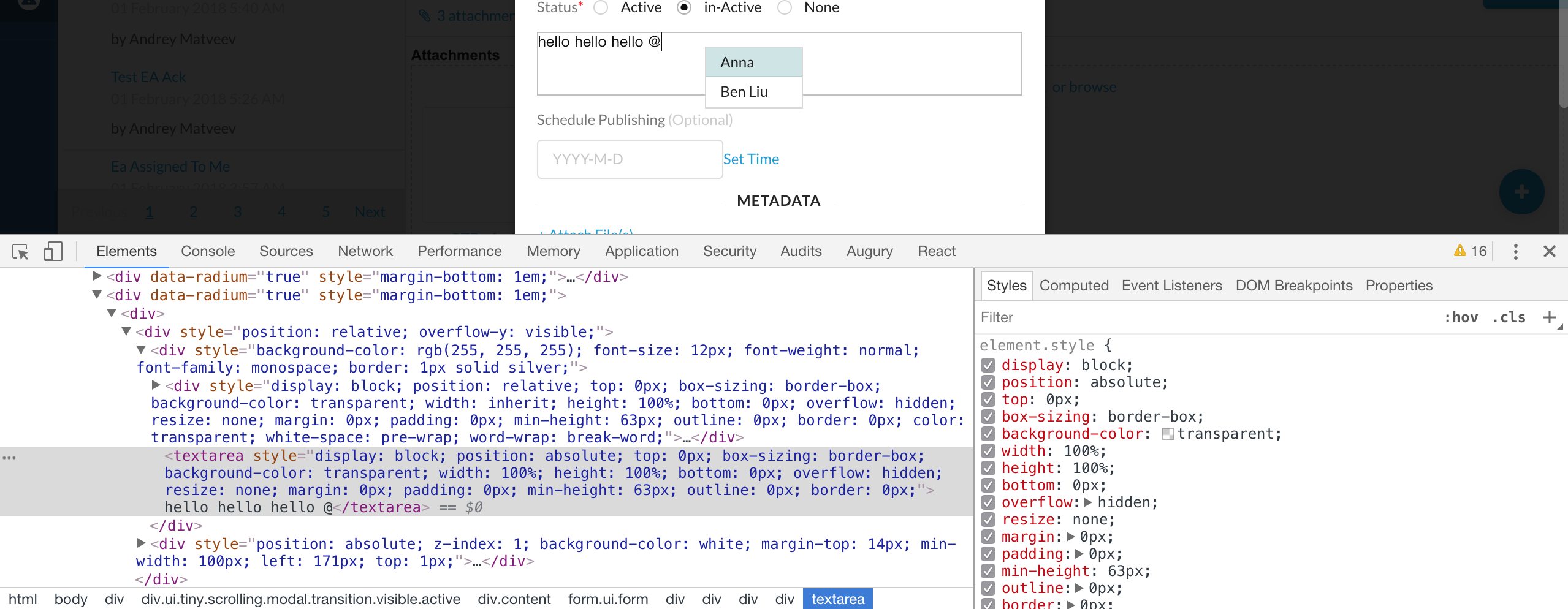 Position Offset Of Popup Menu And Highlight Area · Issue 222 · Signavio React Mentions · Github
