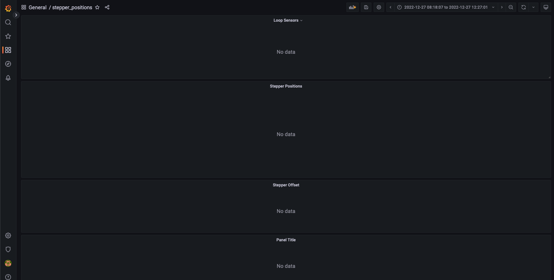 Grafana looses "zoom in" capability after docker-compose --force-recreate, displays No Data on ...