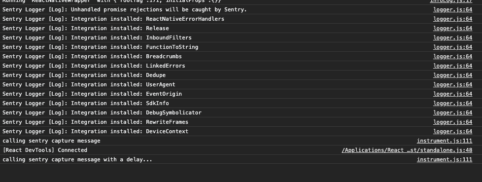 Sentry sends captured messages to http://localhost:8081/symbolicate and the messages don't ...