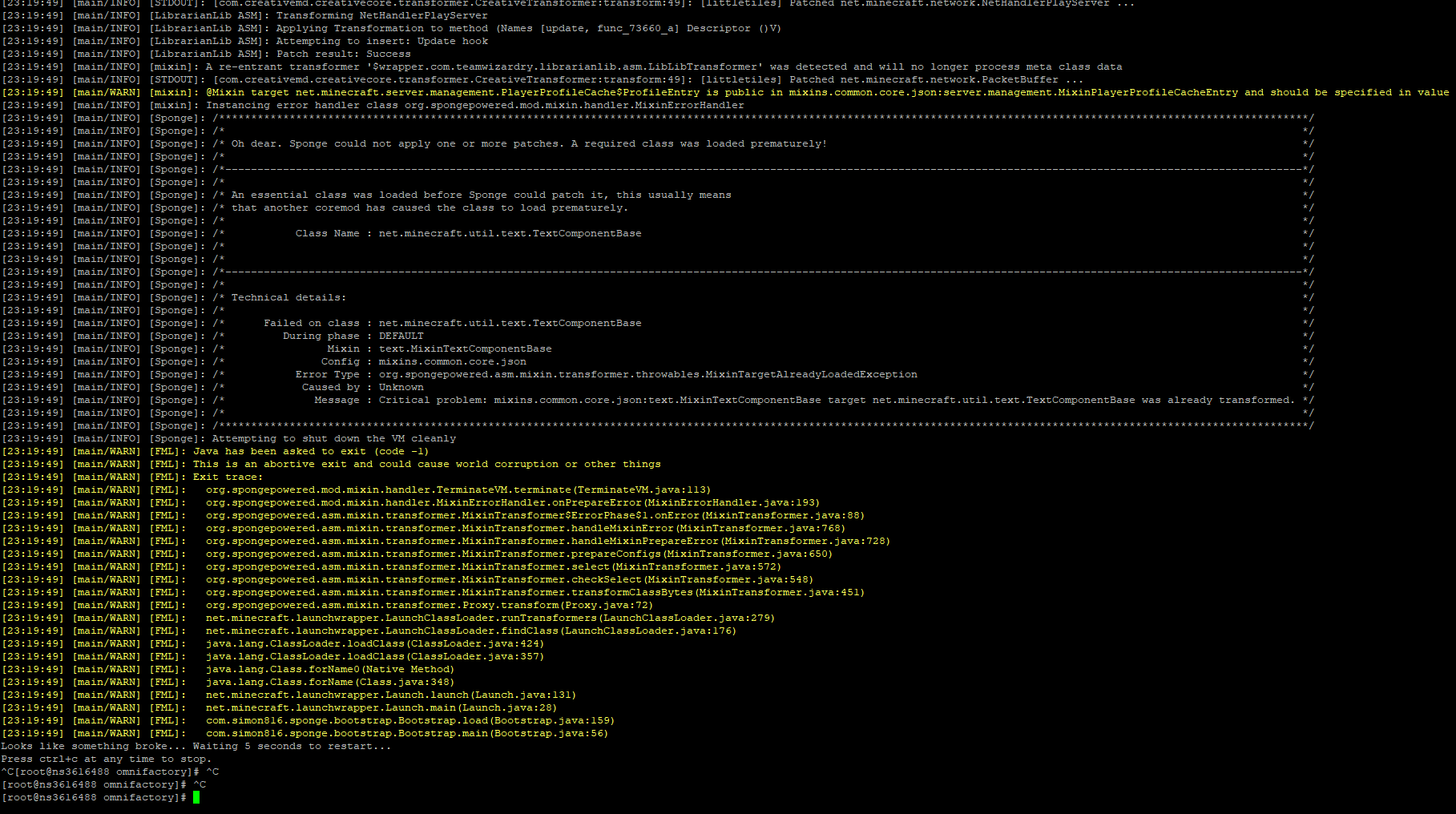 Server boot issue with sponge · Issue #2798 · SpongePowered/SpongeForge · GitHub