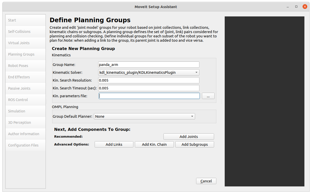 Default Planning Groups Image (and _Kin. parameters file_ field) · Issue #531 · moveit/moveit ...
