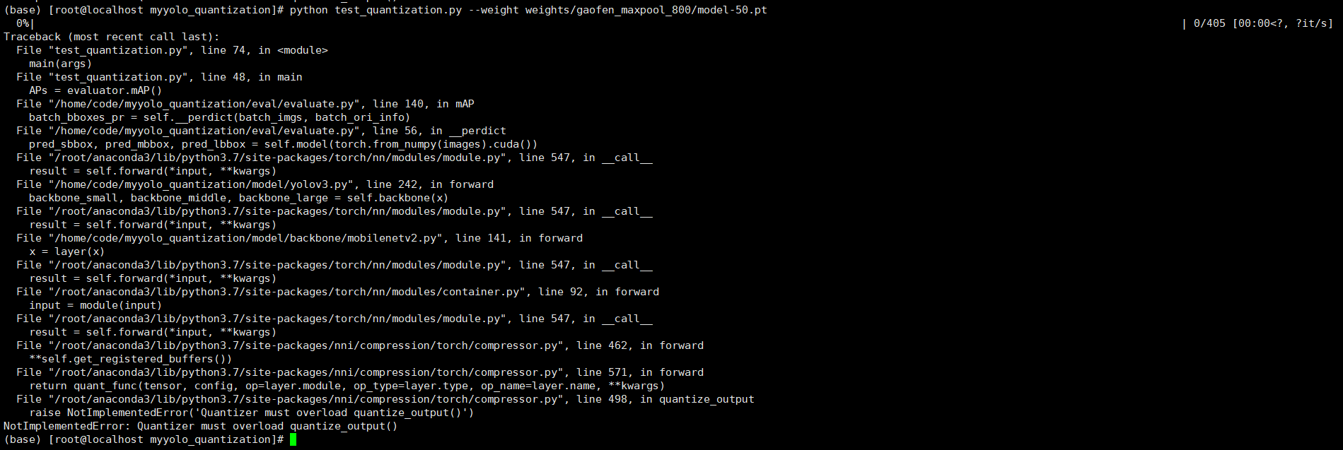 Notimplementederror Quantizer Must Overload Quantizeoutput · Issue 2138 · Microsoftnni