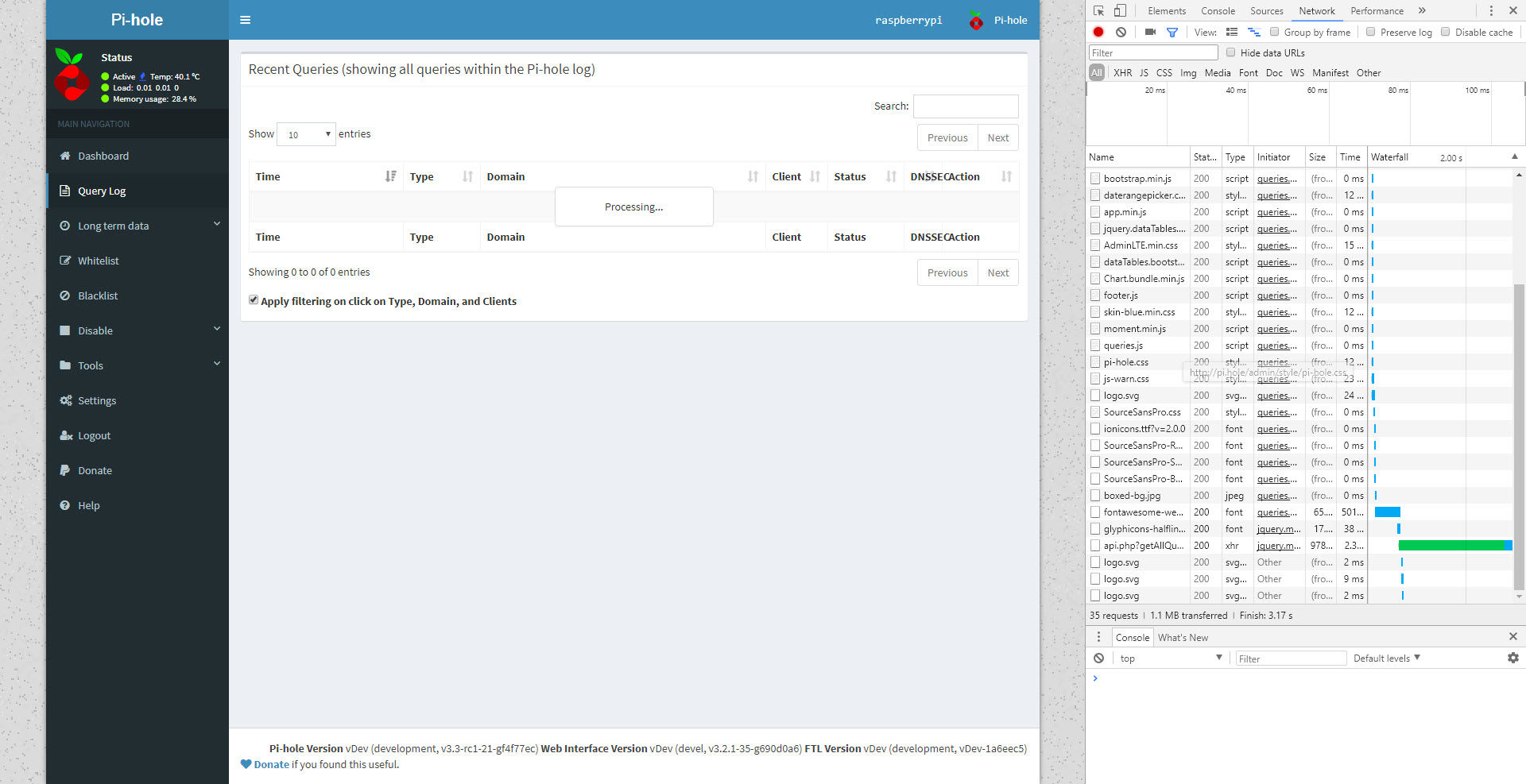 Query Log Unresponsive · Issue 672 · Pi Holeweb · Github
