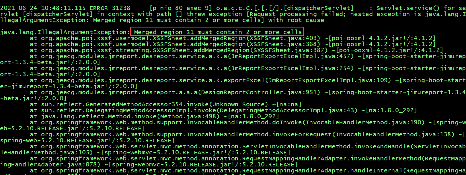 【bug】交叉报表导出报错问题 · Issue #339 · jeecgboot/JimuReport · GitHub