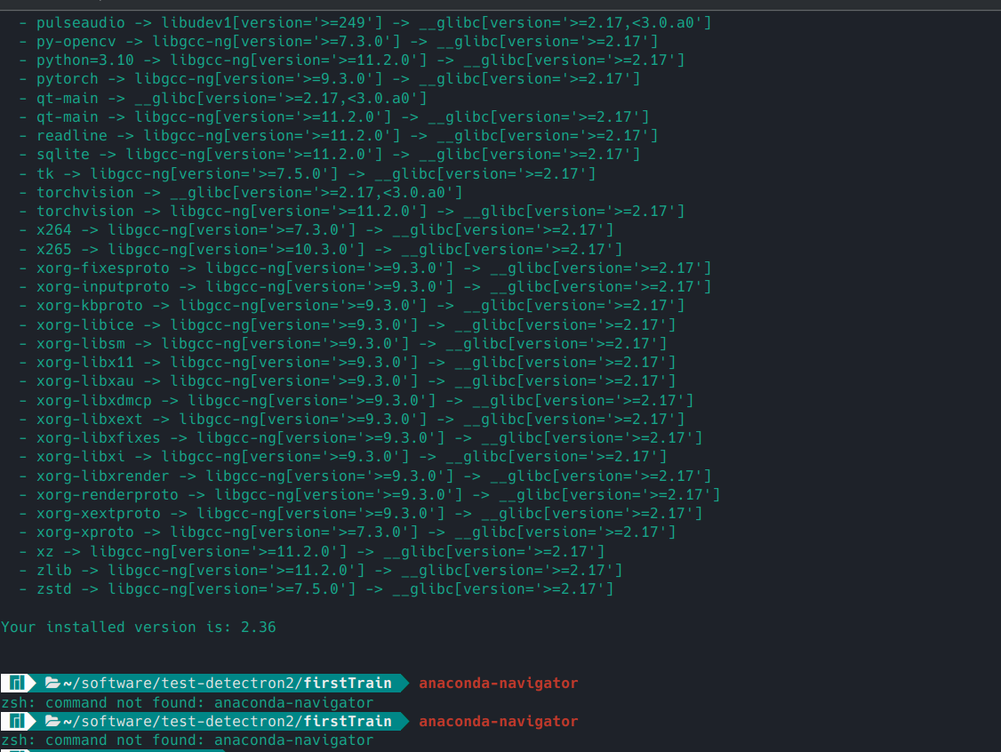 console show 'Your installed version is: 2.36' but 'zsh: command not ...