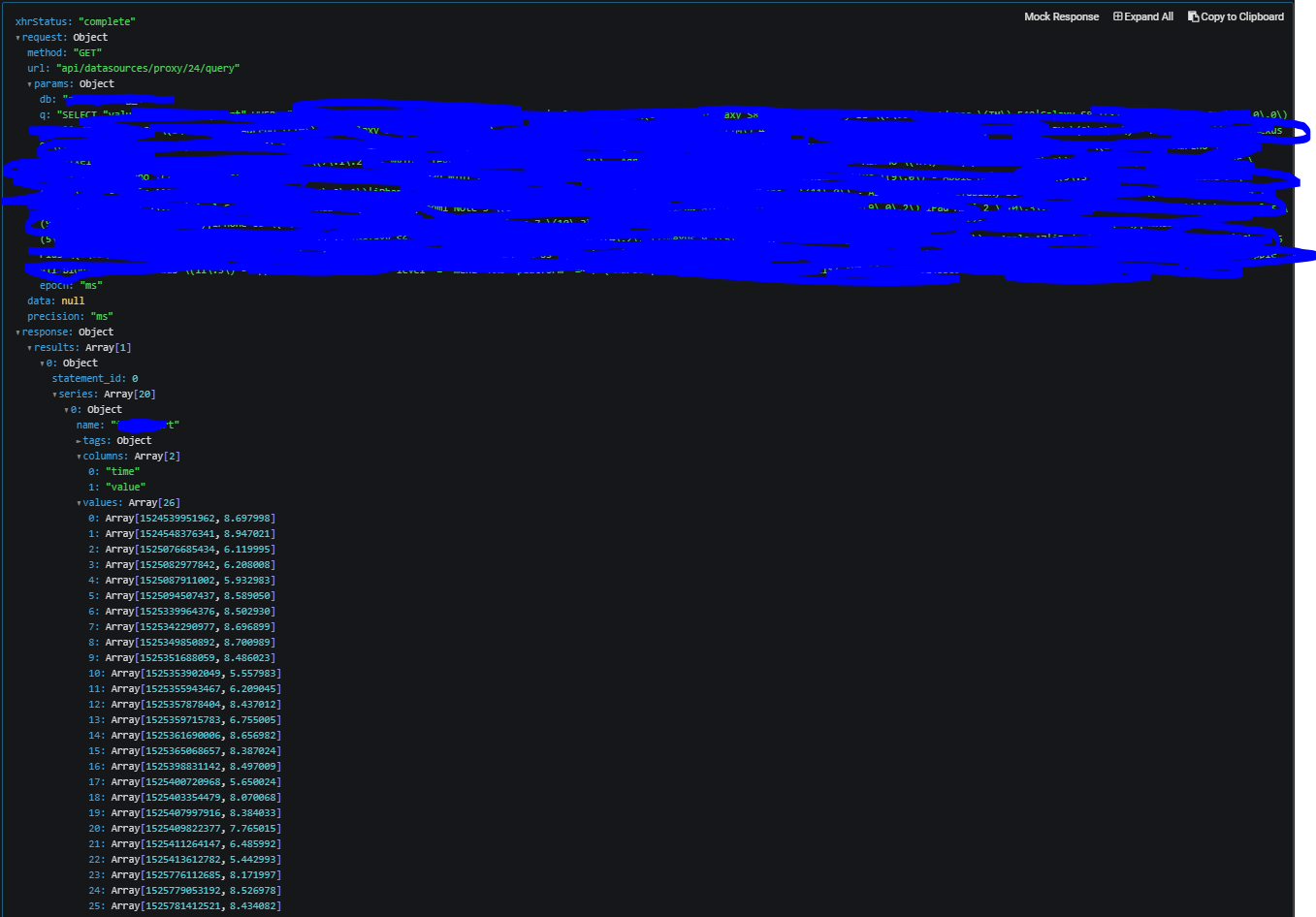 Data Is Plotted And Returned From Query Inspector But Not Showing In Legend And Tooltips When